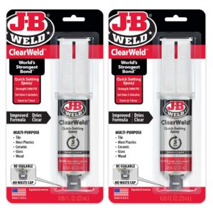 j-b weld clearweld 5 minute epoxy, clear, syringe, 2 pack, 50112-2