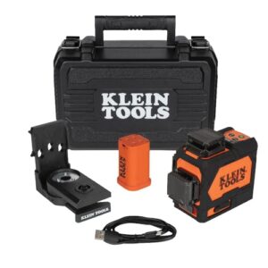 Klein Tools 93PLL Self-Leveling Laser Level, Green 3x360-Deg Planes, Rechargeable Battery, Magnetic Mount, Class II Laser (≤1mW @ 510-530nm)