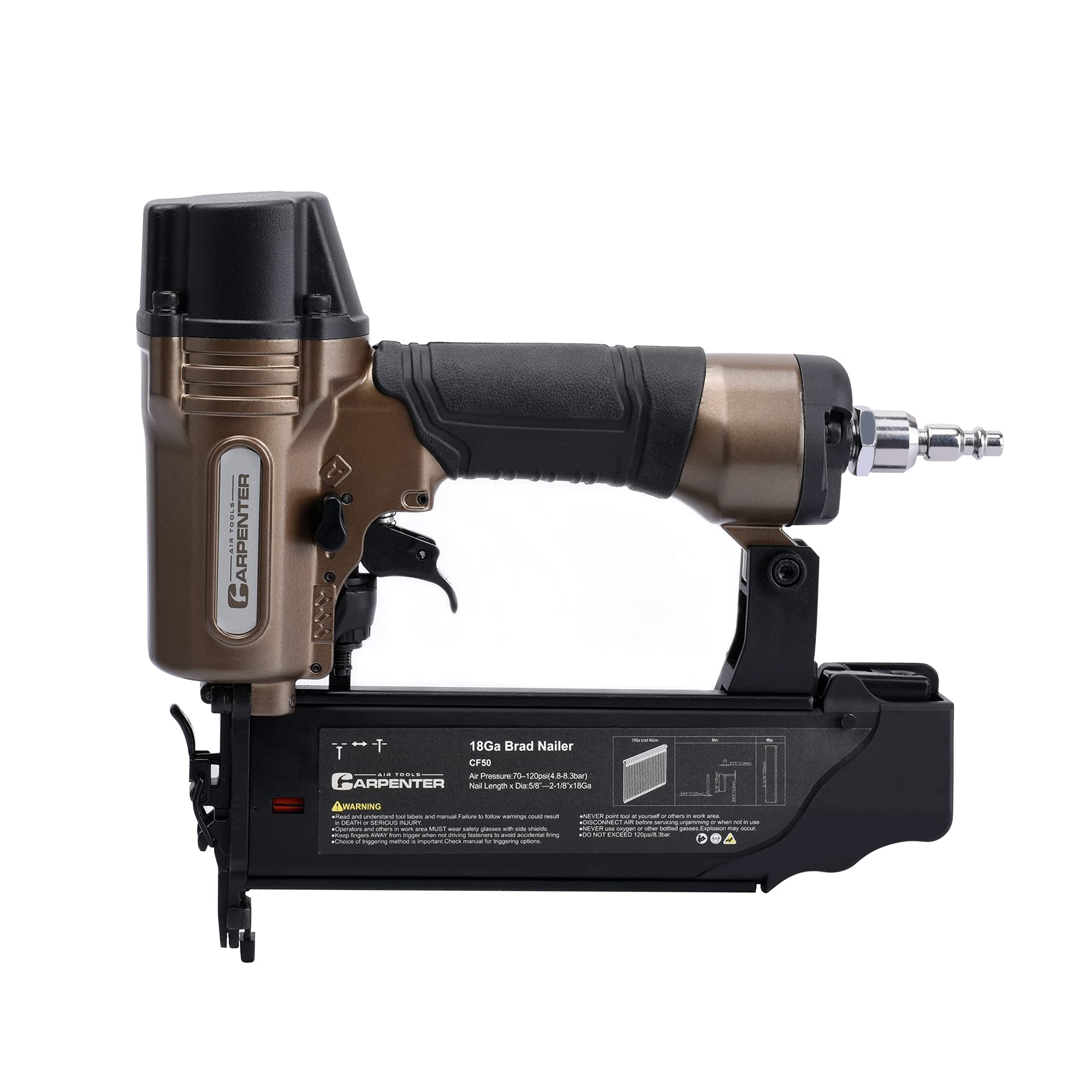 Carpenter CF50 18 Gauge Brad Nailer | Pneumatic | Brad Nails from 5/8 Inch up to 2-1/8-Inch