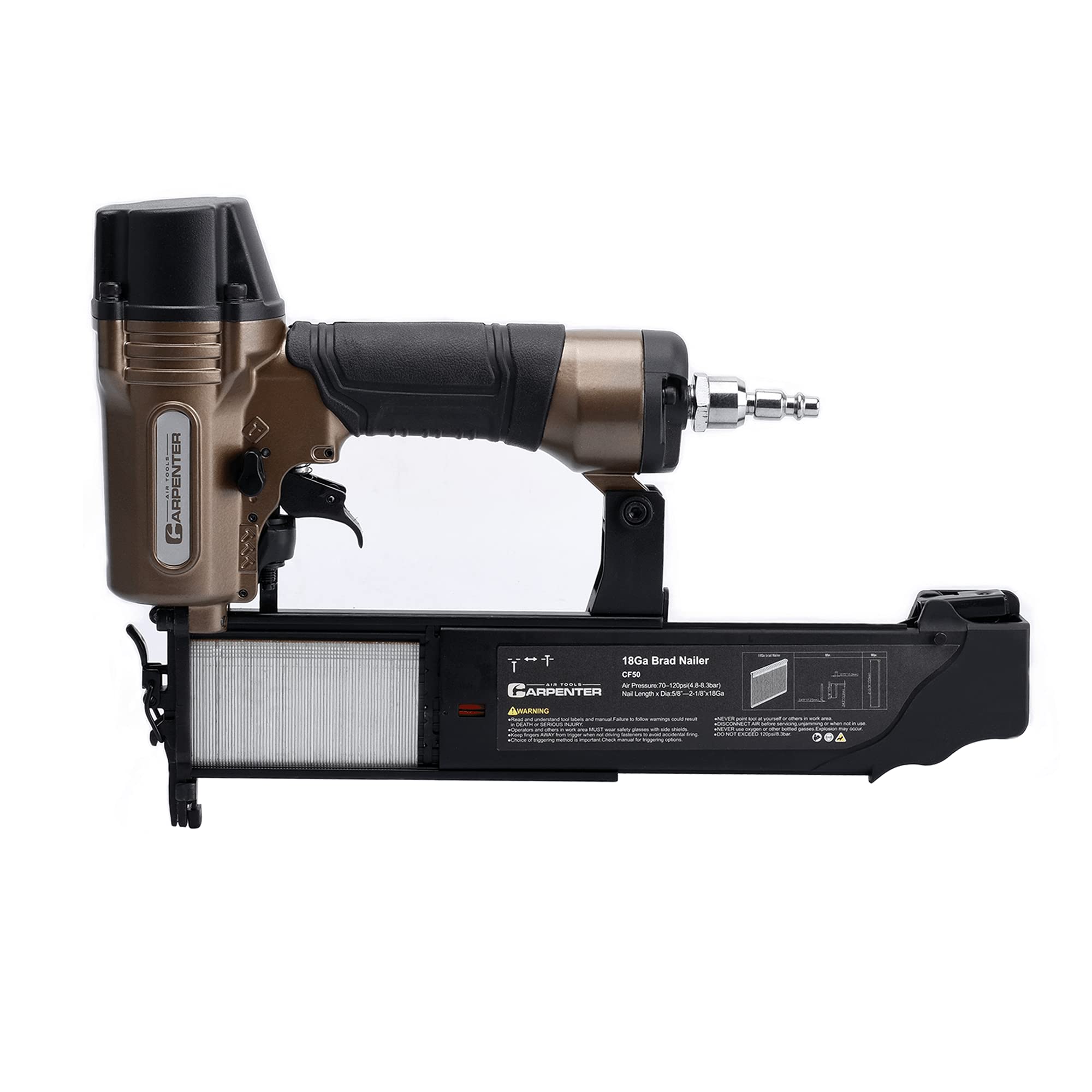 Carpenter CF50 18 Gauge Brad Nailer | Pneumatic | Brad Nails from 5/8 Inch up to 2-1/8-Inch