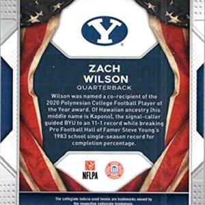 2021 Panini Prizm Draft Picks #182 Zach Wilson BYU Cougars All American RC Rookie Card Official NCAA Football Trading Card in Raw (NM or Better) Condition