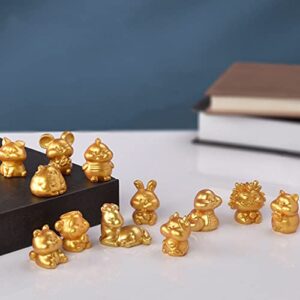 Yardwe 12Pcs Chinese Zodiac Resin Ornaments Resin Animals Figurines 2022 Chinese Zodiac Animal Statue Cake Toppers Mini Dollhouse Fairy Garden Bonsai Tabletop Decor