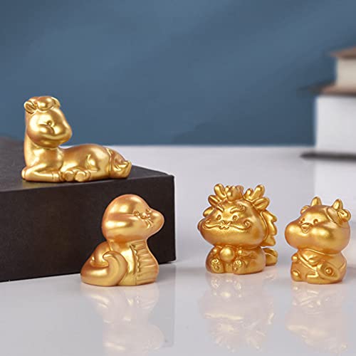 Yardwe 12Pcs Chinese Zodiac Resin Ornaments Resin Animals Figurines 2022 Chinese Zodiac Animal Statue Cake Toppers Mini Dollhouse Fairy Garden Bonsai Tabletop Decor