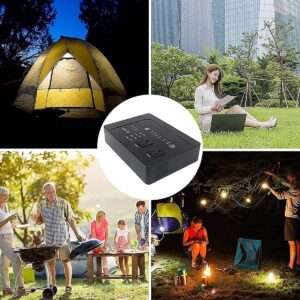 powkey 200Watt Portable Power Bank with AC Outlet and 10W Adjustable LED Bulb Light for Camping Power Supply for CPAP, 2 AC Ports, 4 USB Ports, 2 DC Ports