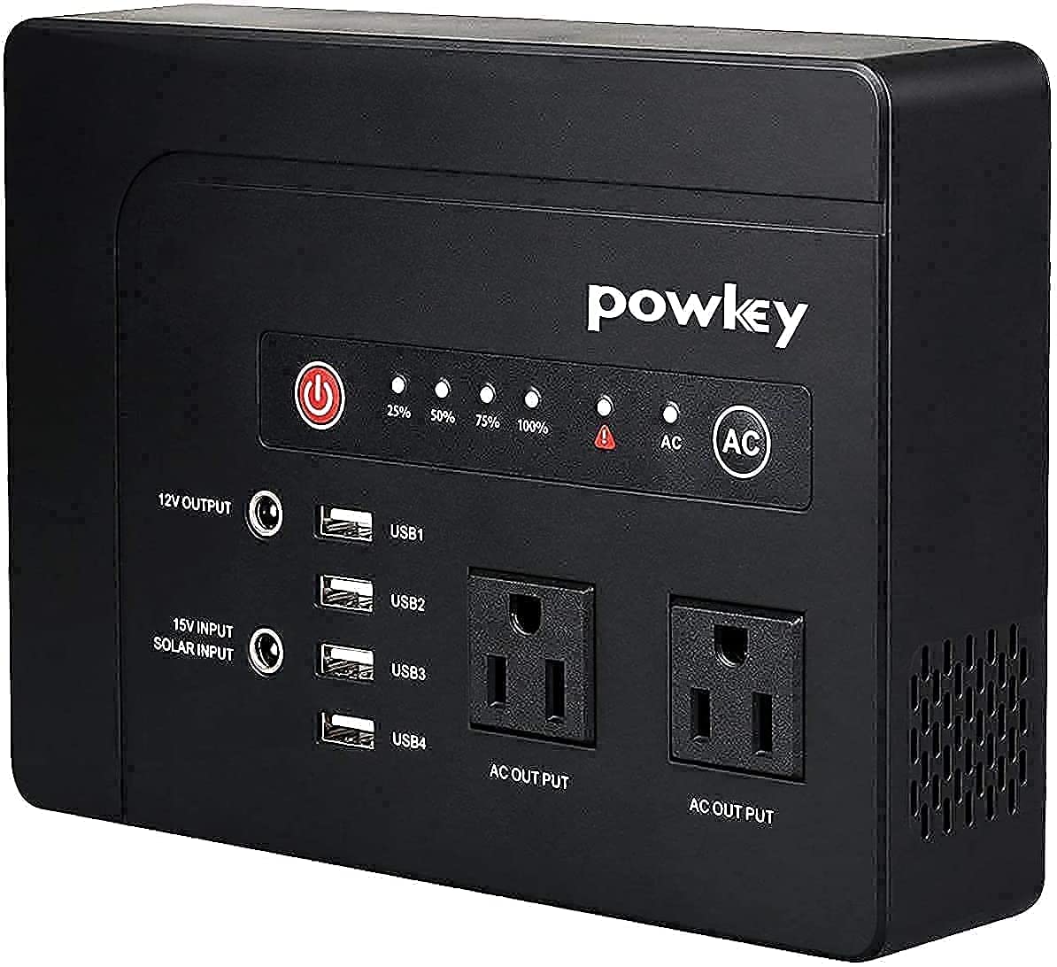 powkey 200Watt Portable Power Bank with AC Outlet and 10W Adjustable LED Bulb Light for Camping Power Supply for CPAP, 2 AC Ports, 4 USB Ports, 2 DC Ports