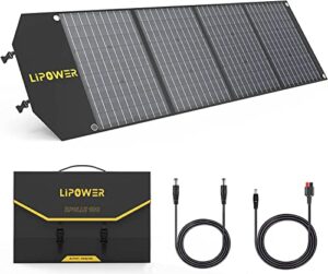 lipower 100w portable solar panel 18v, foldable solar charger for jackery/anker/flashfish/bluetti/goal zero/rockpals power station and with usb, type-c pd output