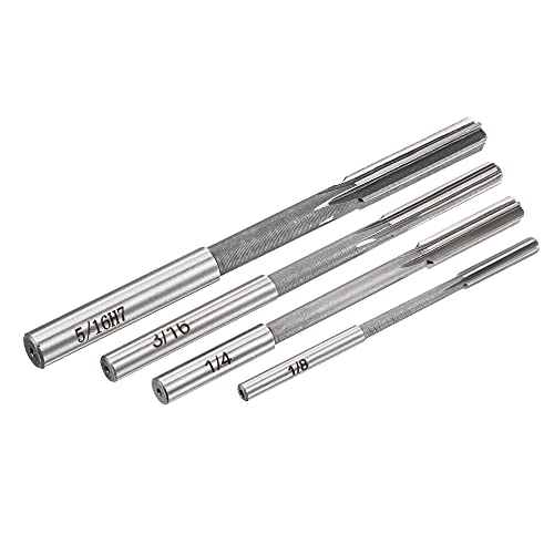 uxcell 1/8" 3/16" 1/4" 5/16" Chucking Reamer H7 Accuracy High Speed Steel Lathe Machine Reamer 6 Straight Flutes Round Shank Milling Cutter Tool Reamer Set for Bore Machining 4pcs