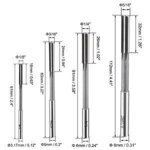 uxcell 1/8" 3/16" 1/4" 5/16" Chucking Reamer H7 Accuracy High Speed Steel Lathe Machine Reamer 6 Straight Flutes Round Shank Milling Cutter Tool Reamer Set for Bore Machining 4pcs