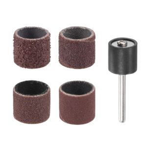 uxcell 1/2" x 1/2" sanding drum set sanding sleeves sandpaper kit with drum mandrels for rotary tool 60/120/240/400 grit 102pcs