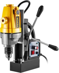 vevor mag drill, 0-550 rpm stepless speed electromagnetic drill press, 3.9" depth 0.5" dia magnetic core drill, 1910lbf boring tool drill press, 750w drill press, yellow and black drill machine