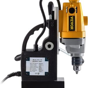 VEVOR Mag Drill, 0-550 RPM Stepless Speed Electromagnetic Drill Press, 3.9" Depth 0.5" Dia Magnetic Core Drill, 1910lbf Boring Tool Drill Press, 750W Drill Press, Yellow and Black Drill Machine