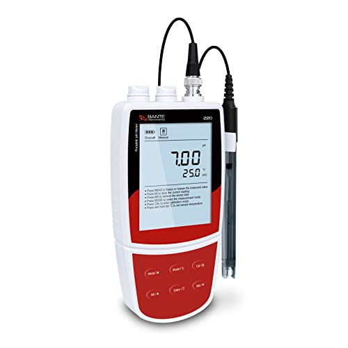 Bante 220 Portable pH Meter, ±0.01 pH Accuracy, 3 Points Calibration, Automatic Temperature Compensation, Auto-Read Measurement Endpoint, 100 Sets of Data Storage