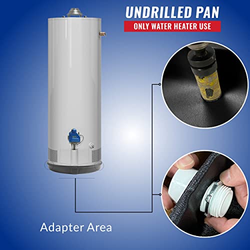 American Built Pro Water Heater Drain Pan Undrilled Anti Flood Pan Comes with 1" Drain Adapter Fitting 20" Round Black Drain Pan Made for Electric Water Heater Protects Floor from Water Damages