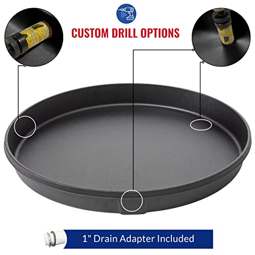 American Built Pro Water Heater Drain Pan Undrilled Anti Flood Pan Comes with 1" Drain Adapter Fitting 20" Round Black Drain Pan Made for Electric Water Heater Protects Floor from Water Damages