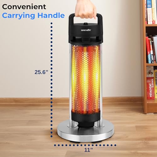 SereneLife Infrared Patio Heater, Electric Patio Heater for Indoor/Outdoor Use, Portable Heater with Remote Control, 900 W, for Restaurant, Patio, Backyard, Garage, Decks (Black)