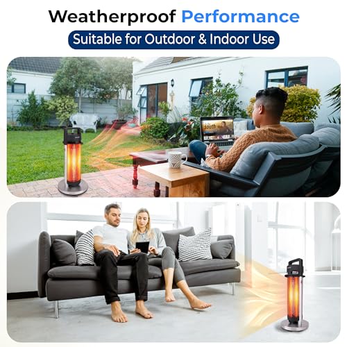 SereneLife Infrared Patio Heater, Electric Patio Heater for Indoor/Outdoor Use, Portable Heater with Remote Control, 900 W, for Restaurant, Patio, Backyard, Garage, Decks (Black)