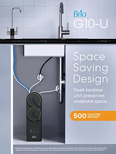 Brio Reverse Osmosis Water Filtration System, 500 GPD, 2:1 Pure to Drain, Tank-Less, Under Sink Faucet Mount