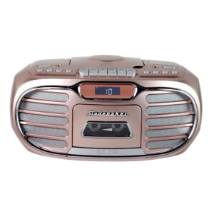 Studebaker Retro Edge Big Sound Bluetooth Boombox with CD/Cassette Player-Recorder/AM-FM Stereo Radio (Rose Gold/SB2150RG)