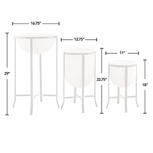 FirsTime & Co. White Meriwether Outdoor Planter 3-Piece Set Indoor or Outdoor Raised Flower Pot for Garden, Patio, Balcony, Metal, 16.75 x 16.75 x 29 inches