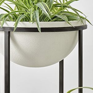 FirsTime & Co. White Meriwether Outdoor Planter 3-Piece Set Indoor or Outdoor Raised Flower Pot for Garden, Patio, Balcony, Metal, 16.75 x 16.75 x 29 inches