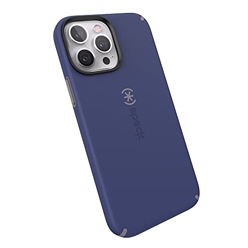 Speck iPhone 13 Pro Max Case - Drop Protection Fits iPhone 12 Pro Max & iPhone 13 Pro Max Cases - Scratch Resistant - Slim, Soft Touch Coating - Prussian Blue, Cloudy Gray CandyShell Pro