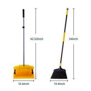 Yocada Heavy Duty Broom and Dustpan Set Commercial Outdoor Indoor 2+1 Perfect for Courtyard Garage Lobby Mall Market Floor Home Kitchen Room Office Pet Hair Rubbish