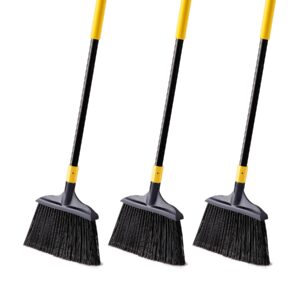 yocada heavy-duty broom outdoor indoor commercial 3 pcs perfect for courtyard garage lobby mall market floor home kitchen room office pet hair rubbish 54inch