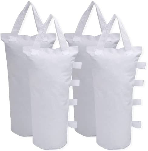 Ikerall Canopy Weights Bag Leg Weight for Pop up Canopy Tent, Sand Bags for Patio Umbrella Instant Outdoor Sun Shelter (4 Pack - White)