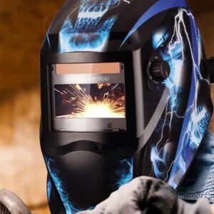 WELDSAMURAI Auto Darkening Welding Helmet, True Color Solar Power Welding Hood, 4 Arc Sensor Wide Shade 4/5-8/9-13 Welder Mask Shield with Grinding for TIG MIG MMA Plasma