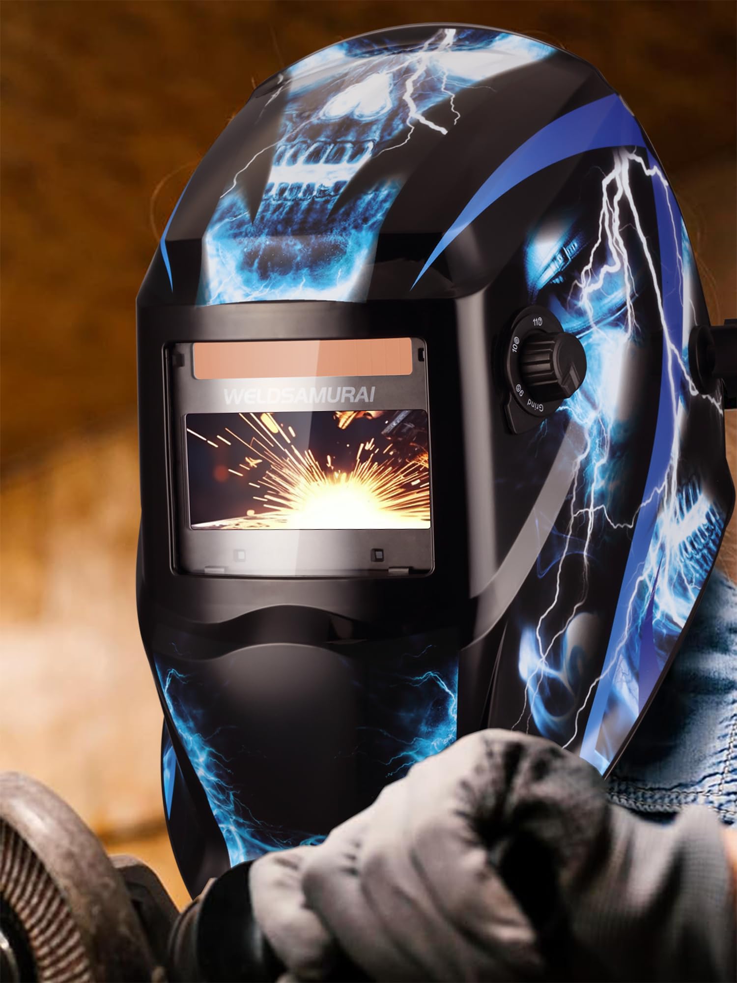 WELDSAMURAI Auto Darkening Welding Helmet, True Color Solar Power Welding Hood, 4 Arc Sensor Wide Shade 4/5-8/9-13 Welder Mask Shield with Grinding for TIG MIG MMA Plasma