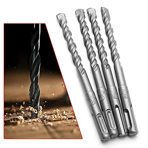 LDEXIN 4 Pcs 3/8" Diameter Rotary Hammer Drill Bits, SDS Plus Hammer Drill Bits for Concrete Masonry Wall - 6" Long