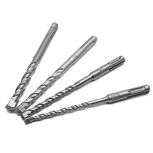 LDEXIN 4 Pcs SDS Rotary Hammer Drill Bit Set, SDS Plus Hammer Drill Bits for Concrete Masonry Wall - 1/4", 5/16", 3/8", 1/2" Diameter