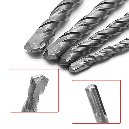 LDEXIN 4 Pcs SDS Rotary Hammer Drill Bit Set, SDS Plus Hammer Drill Bits for Concrete Masonry Wall - 1/4", 5/16", 3/8", 1/2" Diameter