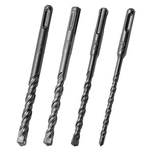 LDEXIN 4 Pcs SDS Rotary Hammer Drill Bit Set, SDS Plus Hammer Drill Bits for Concrete Masonry Wall - 1/4", 5/16", 3/8", 1/2" Diameter