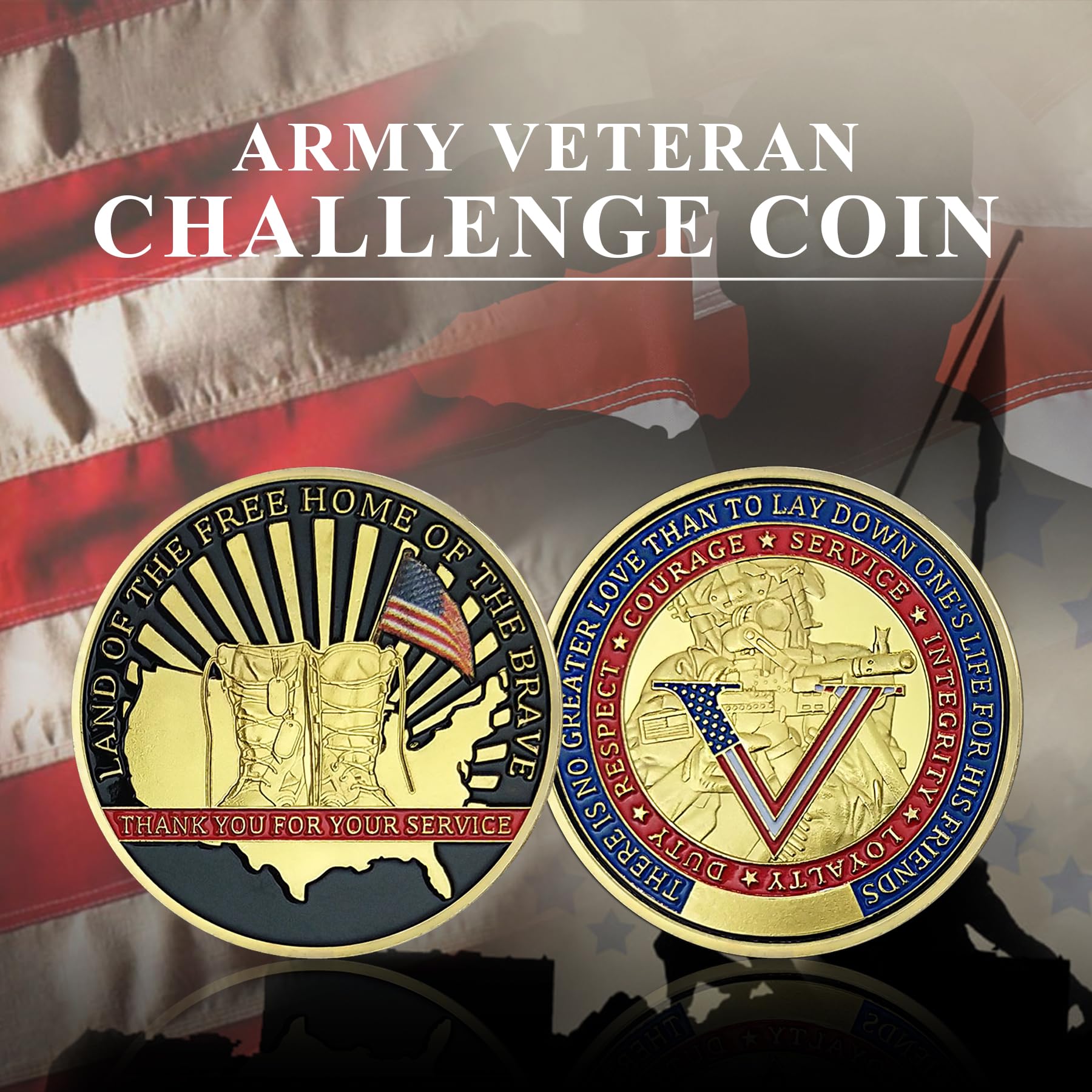 BHealthLife US Army Veteran Challenge Coin Gift Thank You for Your Service