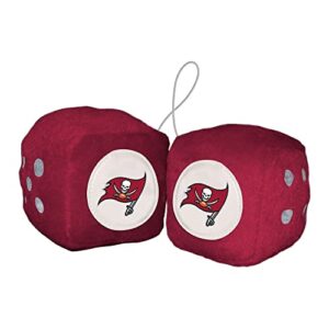 fanmats 31997 tampa bay buccaneers team color fuzzy dice décor 3" set