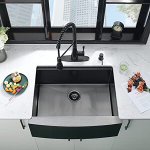 24 Black Farmhouse Kitchen Sink - iAnomla 24 x22 Inch Gunmetal Gunmetal Black Stainless Steel Farmhouse Apron Front Workstation Kitchen Sink 16 Gauge R10 Single Bowl Farm Sink with Cutting Board