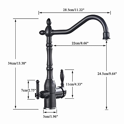 Kitchen Filter Faucet Pure Water 360 Rotation Kitchen Sink Crane Dual Handle Dual Water Function Mode Filter Mixer Taps Antique Brass