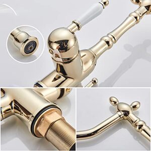 Kitchen Filter Faucet Pure Water 360 Rotation Kitchen Sink Crane Dual Handle Dual Water Function Mode Filter Mixer Taps Antique Brass