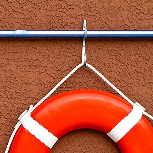 Coolrunner 4Pcs Pool Pole Hangers, Aluminum Pool Equipment Hooks with 8 Screws Pool Organizer Hooks Fence Holder for Pool Hose Skimmer Net Pool Brush Fishing Rod Gardening and Pool Supplies