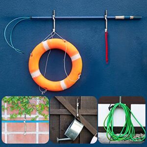 Coolrunner 4Pcs Pool Pole Hangers, Aluminum Pool Equipment Hooks with 8 Screws Pool Organizer Hooks Fence Holder for Pool Hose Skimmer Net Pool Brush Fishing Rod Gardening and Pool Supplies