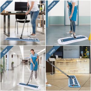 42 Inch Commercial Industrial Mop Dust Mop with 2 Pads, Commercial Mop for Dry and Wet Cleaning, Stainless Steel Handle, Heavy Duty Floor Duster Mop for Warehouse Factory Mall Garage