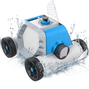 Hitwby Cordless Pool Cleaner, Automatic Robotic Pool Cleaner with 5000mAh Rechargeable Built-in Battery, Up to 90 Mins Running Cycle, Ideal for Flat Bottom Above Ground/In-Ground Swimming Pools, Blue