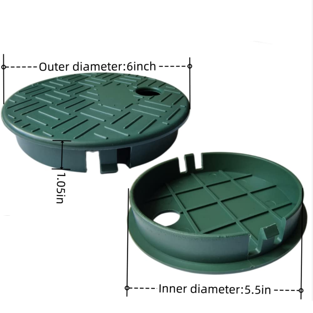 FKUMLUN 2 Pcs Sprinkler Valve Box Cover, Cover for Irrigation System, Round 6-inch Sprinkler Valve Box Cover Lid, for Sprinkler in Ground Outside