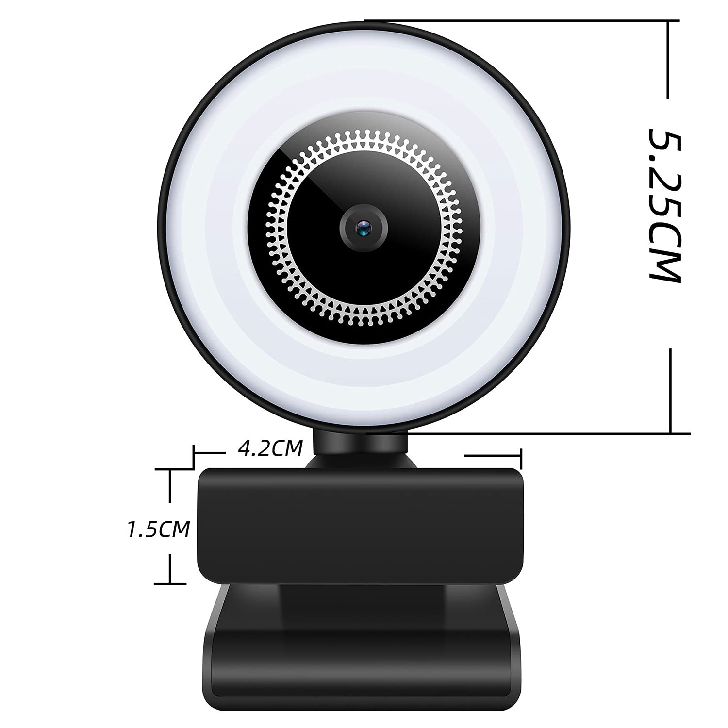 Jinpei JW-03W 2K QHD USB Web Computer Camera,with Multi-Level Ring Light, Microphone, Plug and Play,for Zoom/Skype/Teams, Conferencing and Video Calling