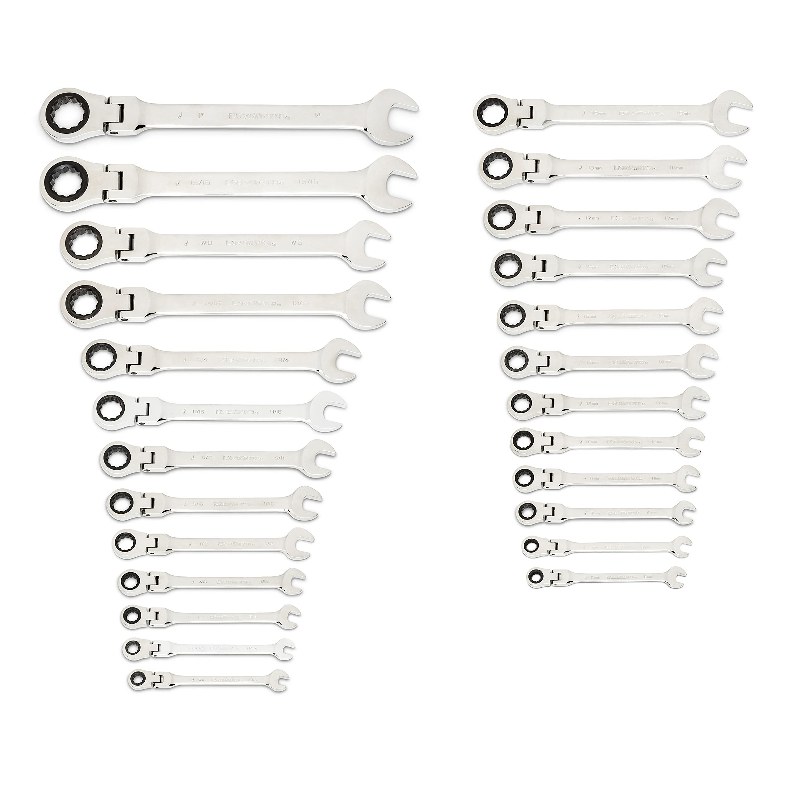 GEARWRENCH 25-Pc. Flex Combination Ratcheting Wrench Set, SAE/MM - 86730