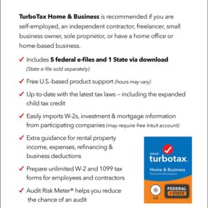 Intuit, TurboTax Home & Business 2021 Tax Software, Federal and State Tax Return w/Federal E-file [Amazon Exclusive] [PC/Mac Disc]