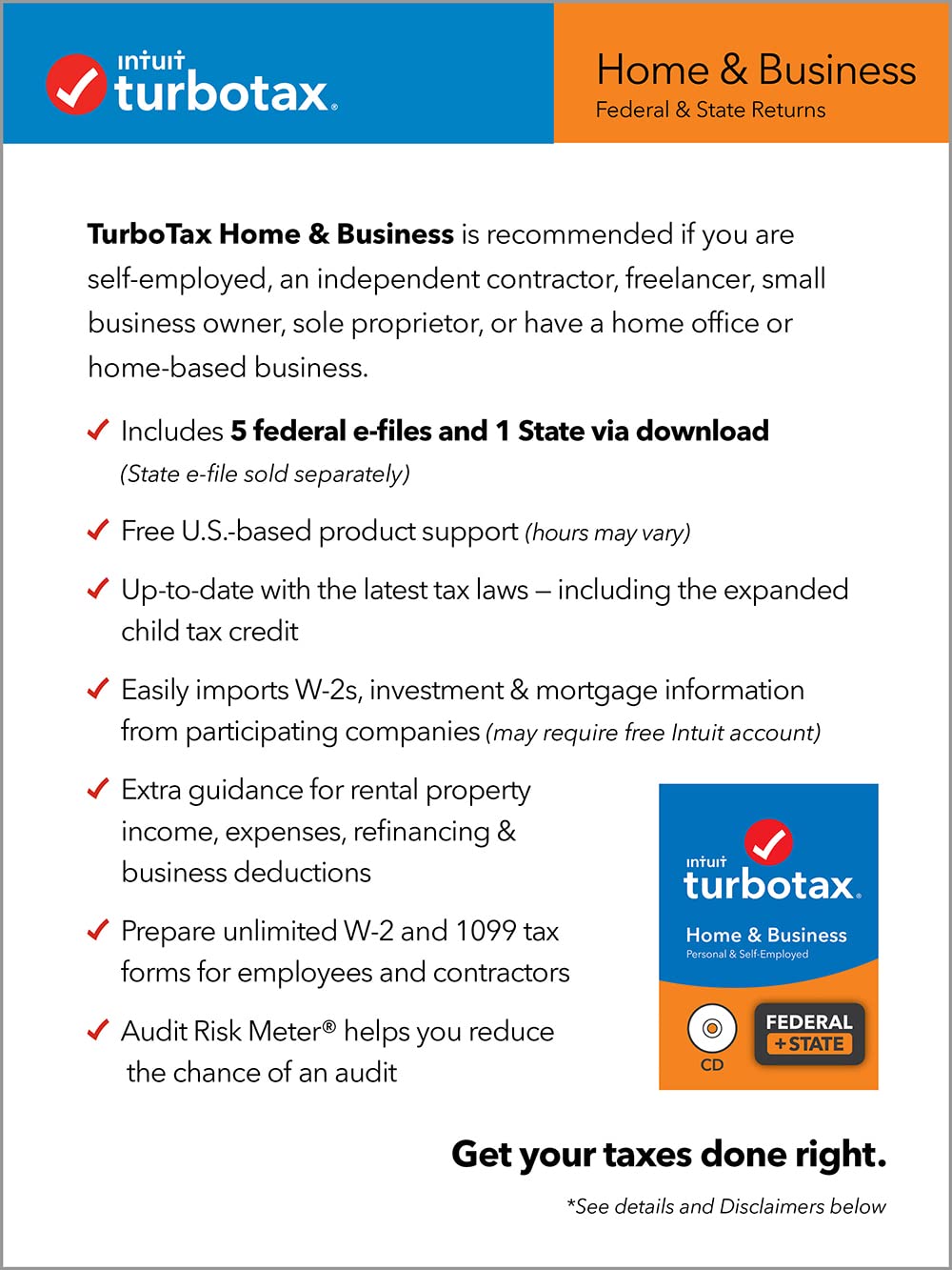 Intuit, TurboTax Home & Business 2021 Tax Software, Federal and State Tax Return w/Federal E-file [Amazon Exclusive] [PC/Mac Disc]