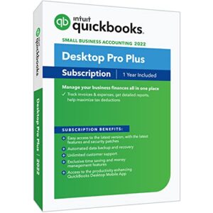 quickbooks desktop pro plus 2022 accounting software for small business 1-year subscription with shortcut guide [pc disc]