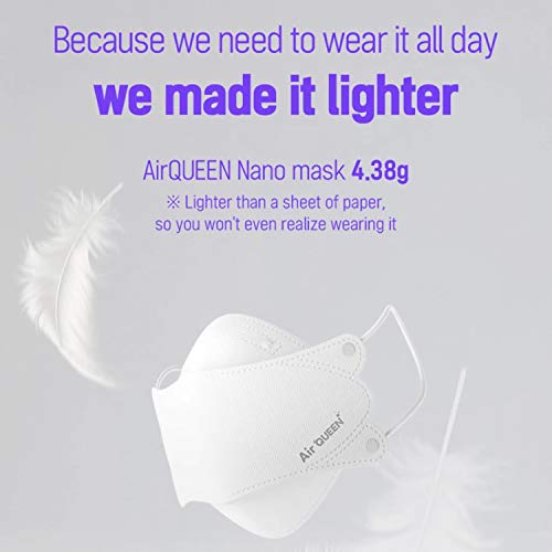 AIRQUEEN 3-Layer Nano-Filter Face Mask for Adults, 30 Pack White, Lightweight and Breathable Face Mask with Soft and Elastic Ear Loop, Reusable Face Mask